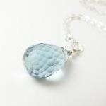 Light Blue Crystal Necklace Sterling Silver Jewelry Briolette Wire ...