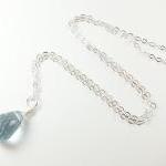 Light Blue Crystal Necklace Sterling Silver Jewelry Briolette Wire ...
