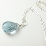 Light Blue Crystal Necklace Sterling Silver Jewelry Briolette Wire ...
